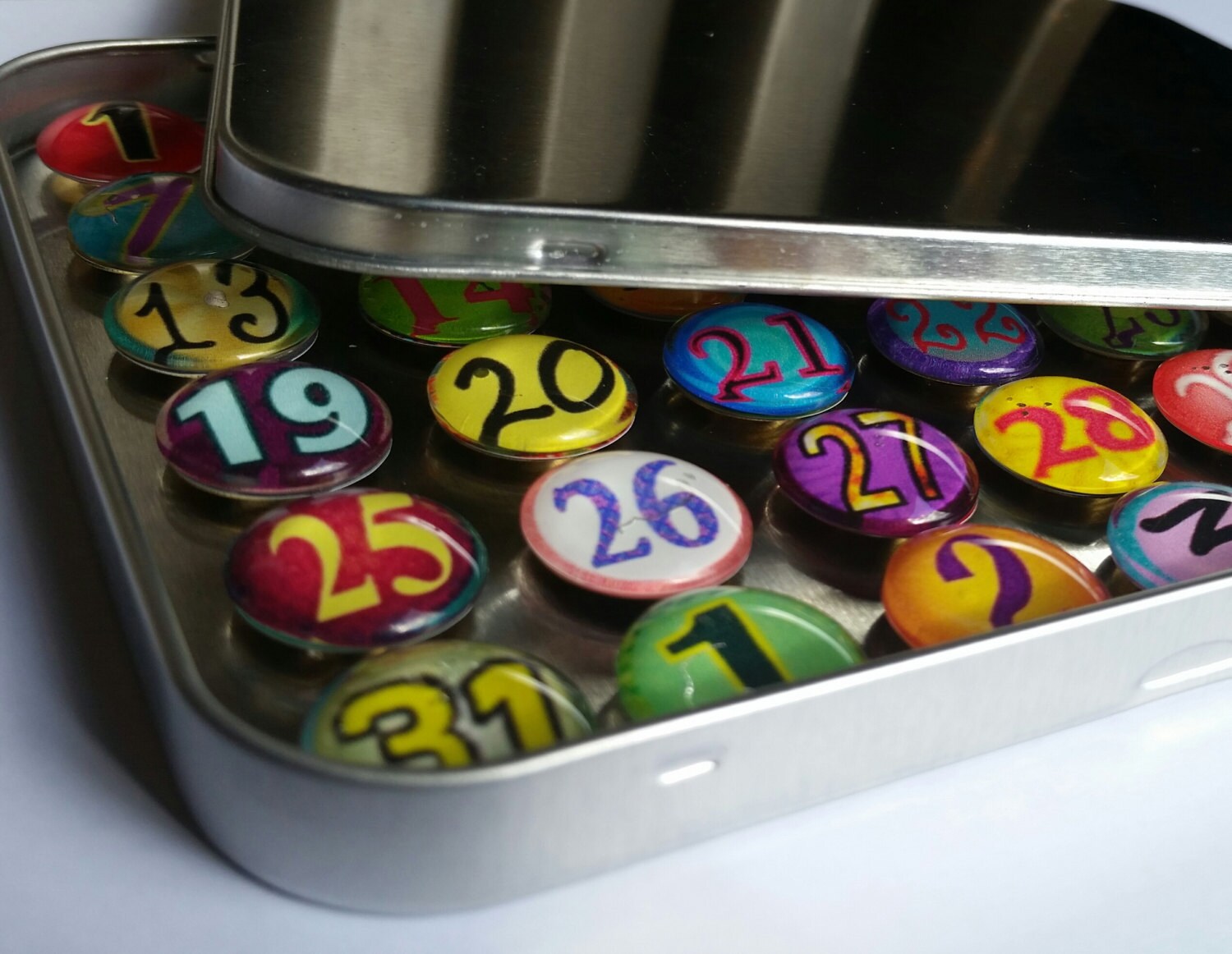 Glass Fun Colorful Number Magnets for Your Calendar | Etsy