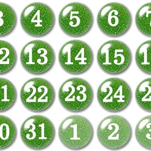 Glass Calendar Number Magnets, Green Leaf, Amazing Looking! - Etsy