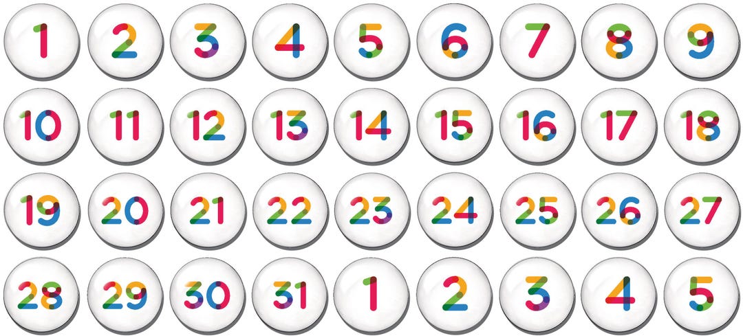 Rainbow Calendar Numbers, Magnets - Etsy
