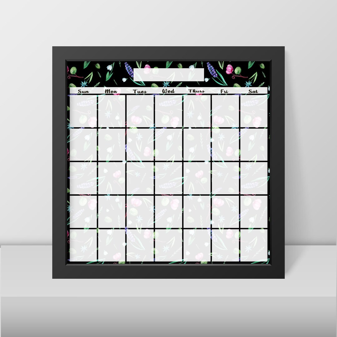 Black Floral Calendar - Etsy