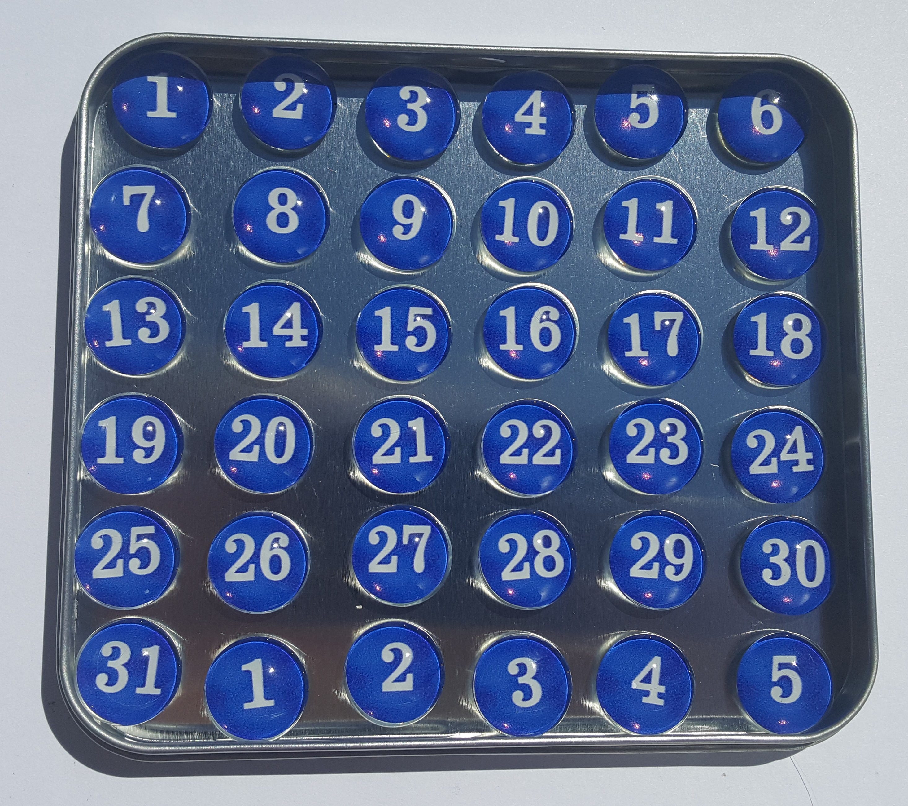 Glass Calendar Magnets Number Magnet Royal Blue Numbers | Etsy