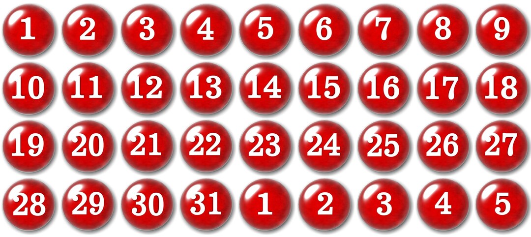 Red Number Glass Magnets | Calendar, Planner, or Organizer - Etsy