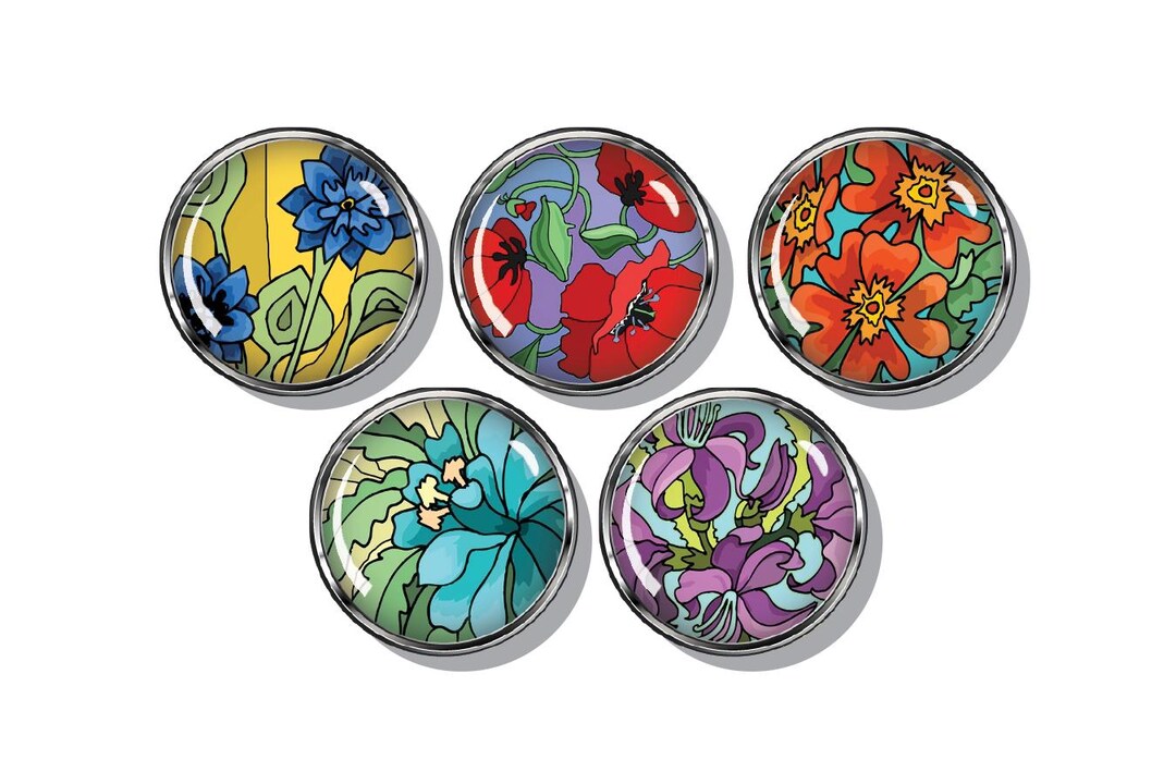 Colorful Flower Garden Magnet Set, Colorful Flowers - Etsy