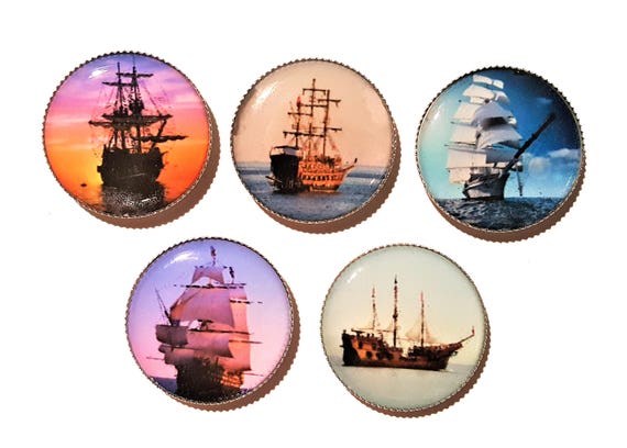 Sailing Ships Magnets Set of Five | Etsy
