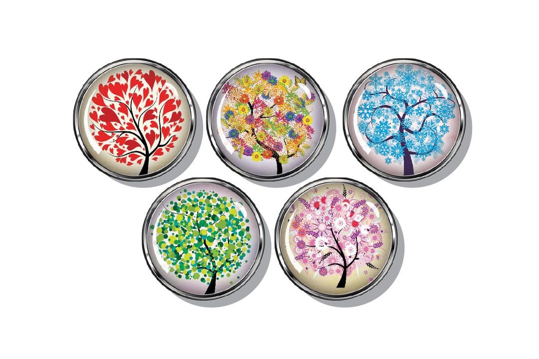 Tree of Life Magnets: Colorful Steel Disc Magnets, Set of 5 - Etsy