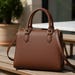 Classic Brown Leather Top Handle Bag | Elegant Structured Purse ...
