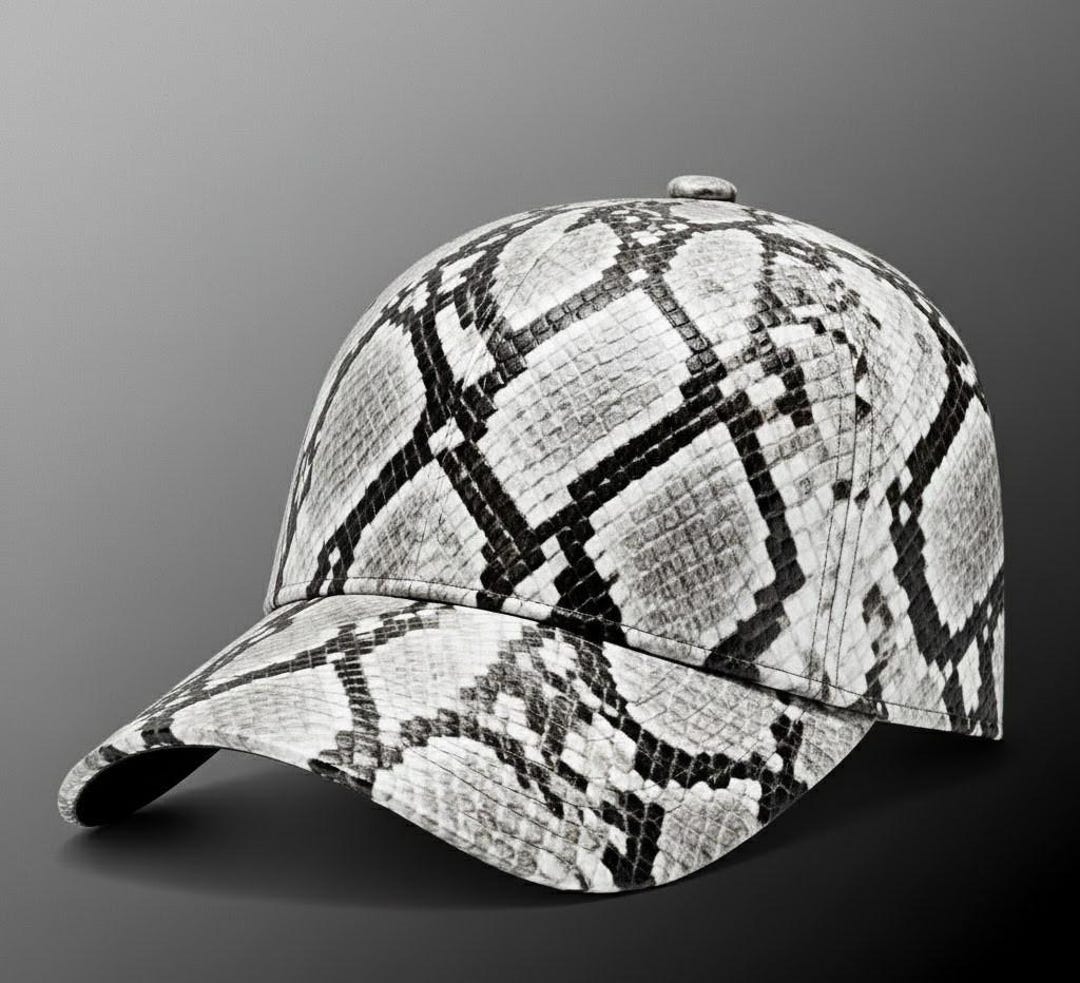Handmade Snake Skin Pattern Baseball Cap – Adjustable Hat for Men ...