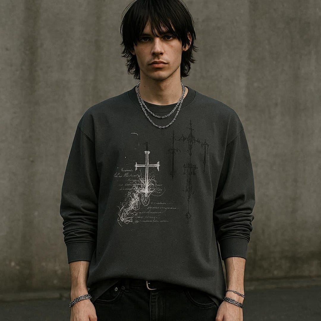 Cybersigilism Y2k Gothic Cross Longsleeve - Etsy