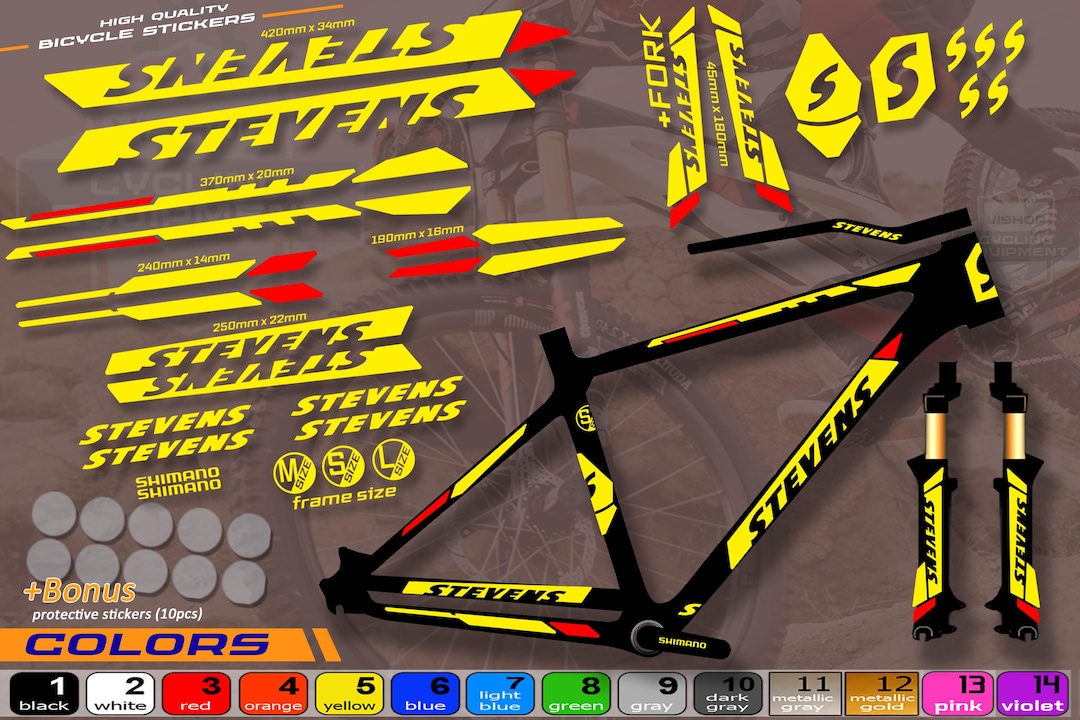 STEVENS Bicycle Stickers, ALL Colors, High Quality. Set of Stickers for ...