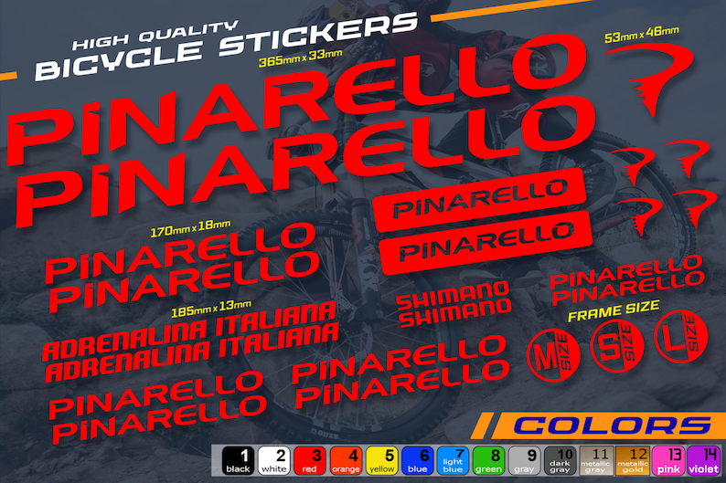 Bicycle Stickers Pinarello, ALL Colors Available, High Quality. Set of ...