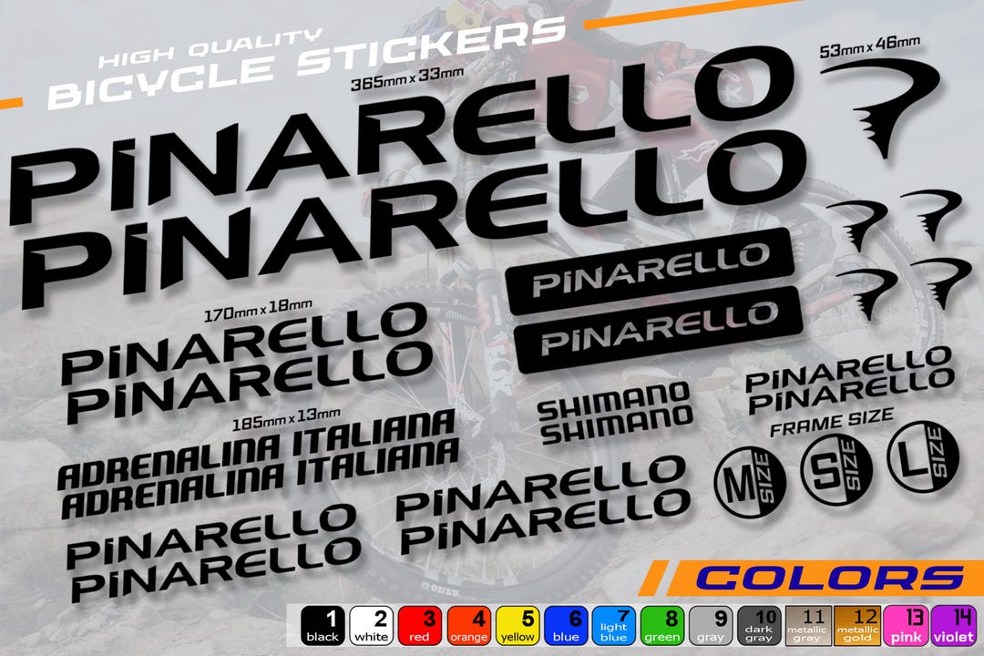 Bicycle Stickers Pinarello, ALL Colors Available, High Quality. Set of ...