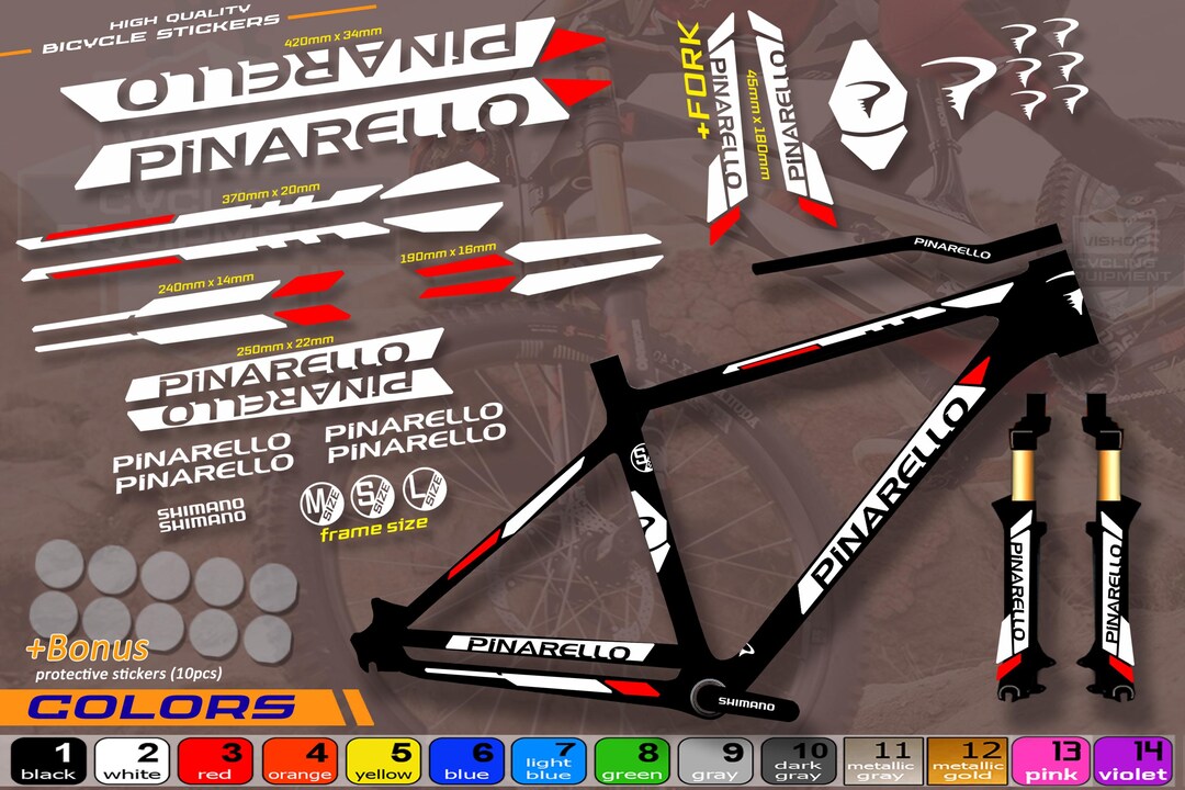 Pinarello Bicycle Stickers, ALL Colors, High Quality. Set of Stickers ...
