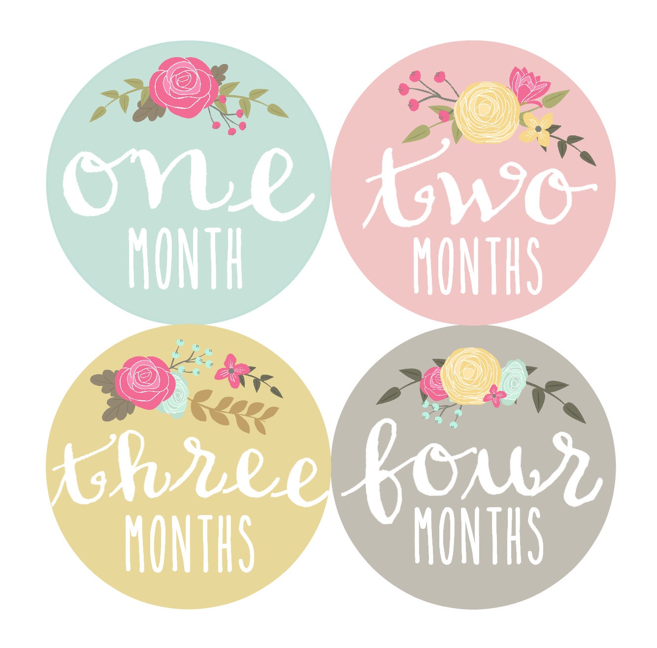 Baby Girl Month Stickers Monthly Baby Stickers Milestone Baby | Etsy