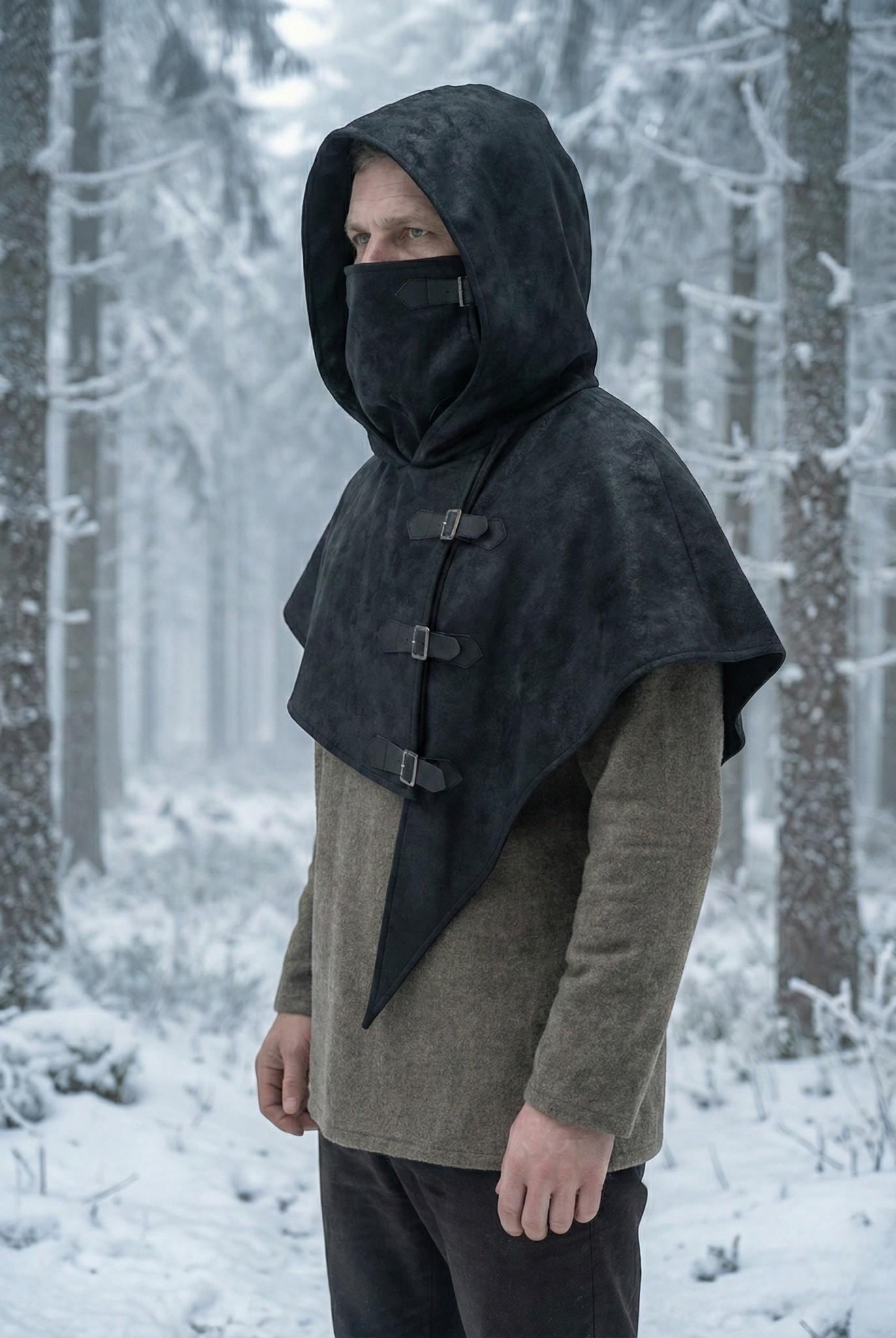 Medieval Monk Hooded Cowl Cloak – Friar Wizard Hood for LARP, Gothic ...