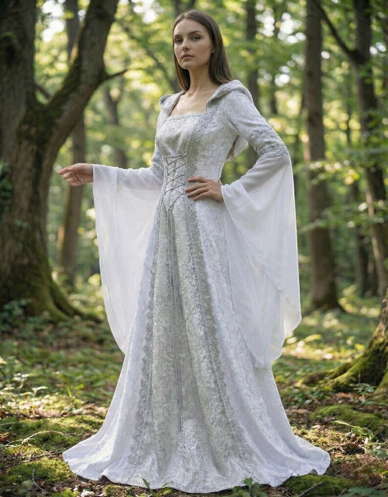 Medieval Hooded Wedding Dress for Women | Renaissance Princess Gown ...