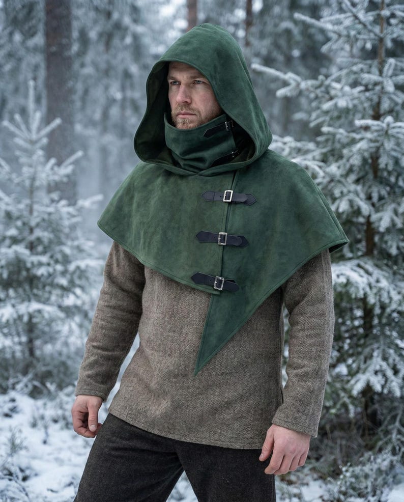 Medieval Monk Hooded Cowl Cloak – Friar Wizard Hood for LARP, Gothic ...