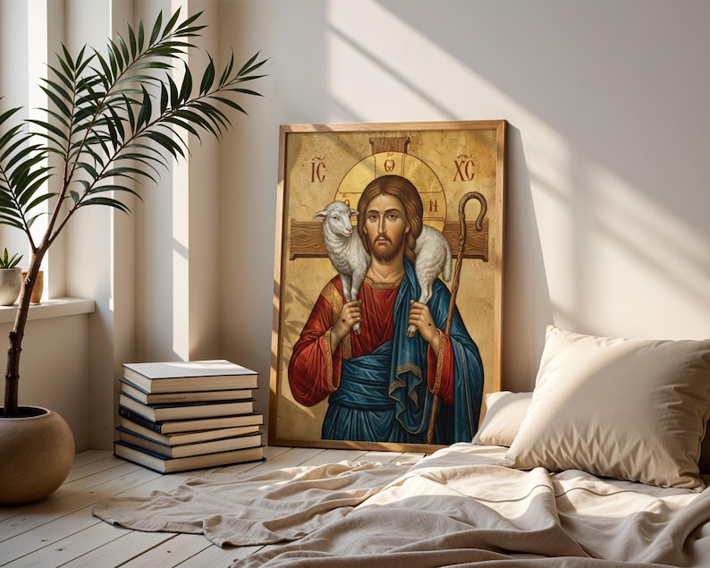 The Good Shepherd Icon, Jesus Christ Catholic Art, Religious Wall Decor ...