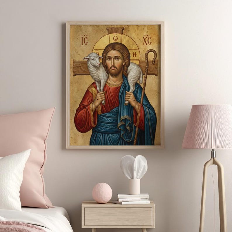 The Good Shepherd Icon, Jesus Christ Catholic Art, Religious Wall Decor ...