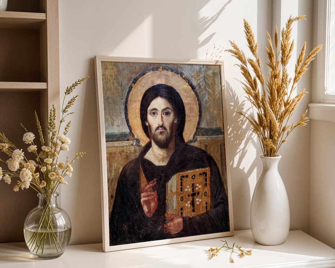 Christ Pantocrator Icon Print, Antique Orthodox Style, Vintage ...