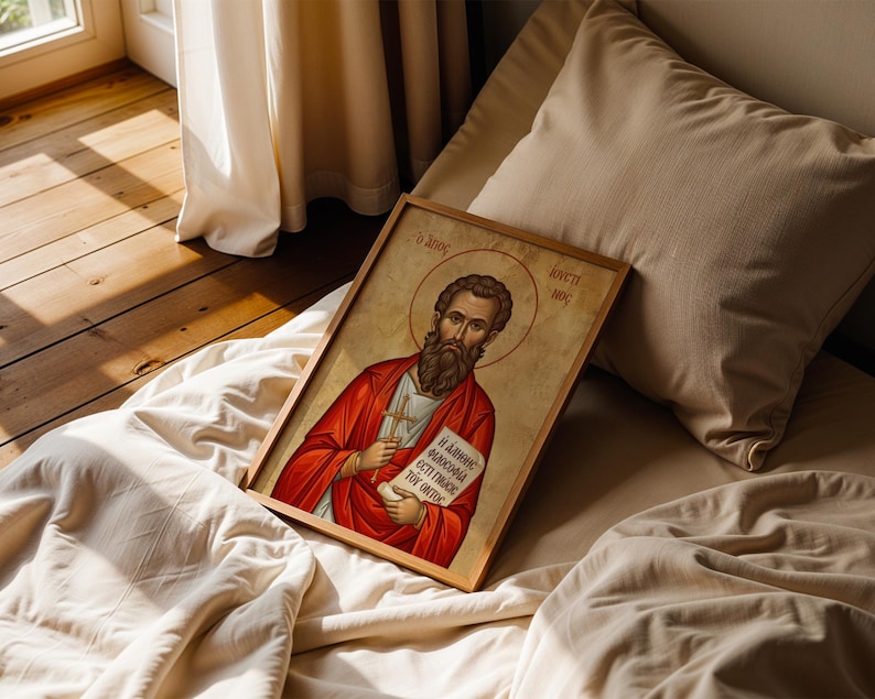 Saint Justin Martyr Icon, Orthodox Saint Print, Byzantine Wall Art - Etsy