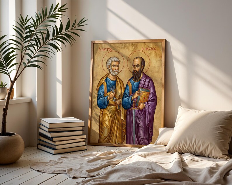 Icono de los apóstoles San Pedro y San Pablo, decoración de pared ...