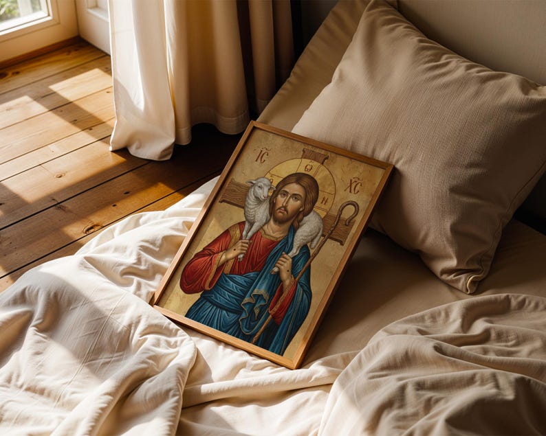 The Good Shepherd Icon, Jesus Christ Catholic Art, Religious Wall Decor ...