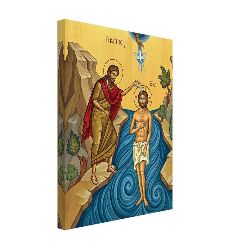 The Baptism of Christ Icon Print | Christian Prayer Room Decor - Etsy