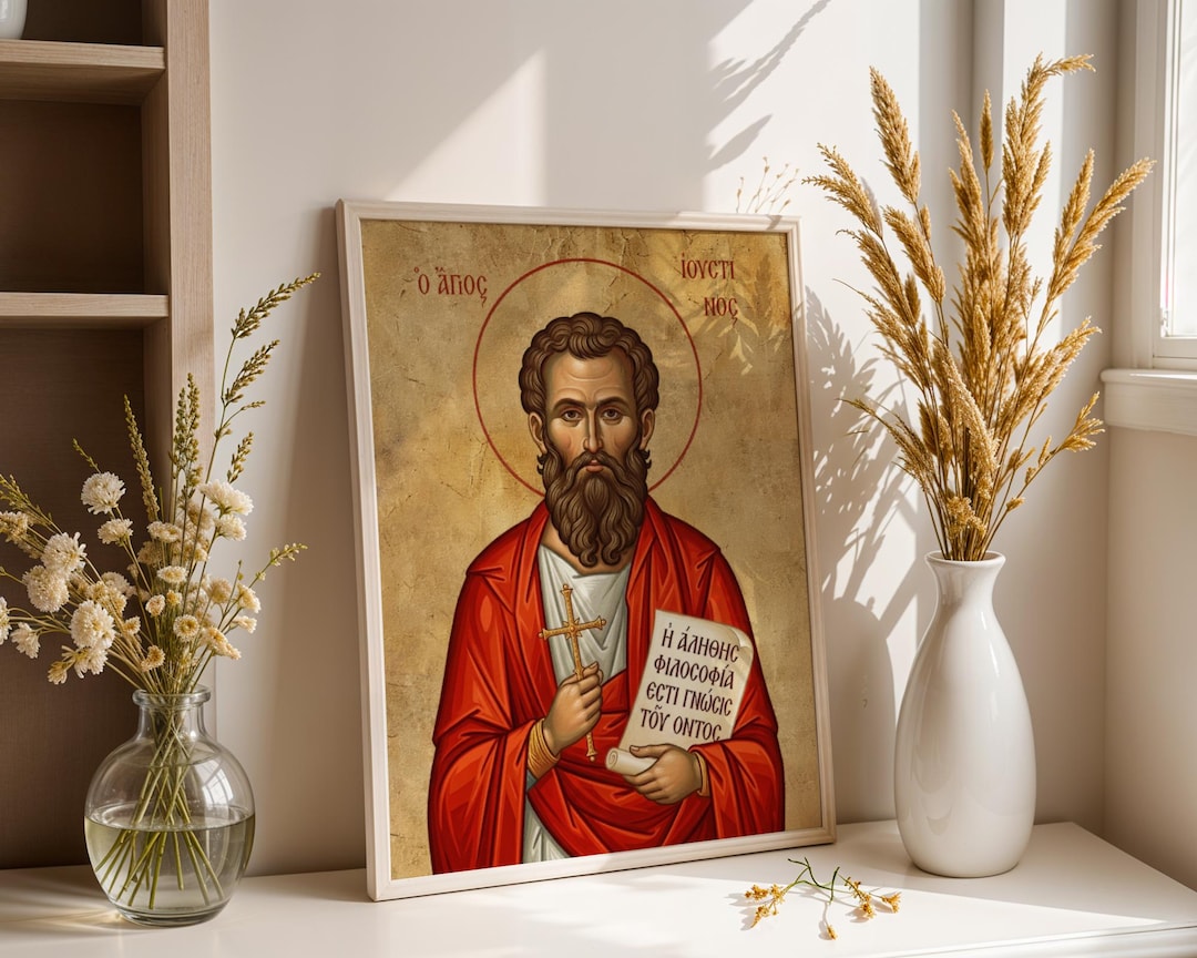 Saint Justin Martyr Icon, Orthodox Saint Print, Byzantine Wall Art - Etsy