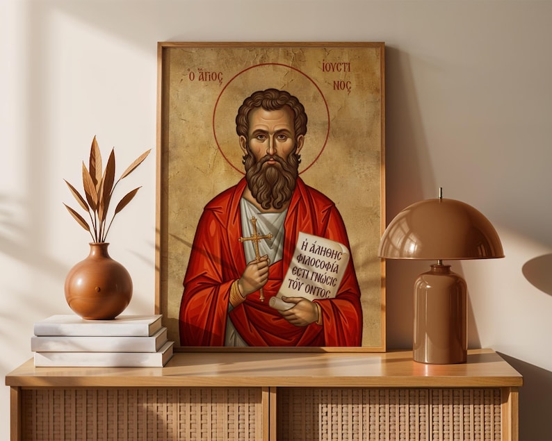 Saint Justin Martyr Icon, Orthodox Saint Print, Byzantine Wall Art - Etsy