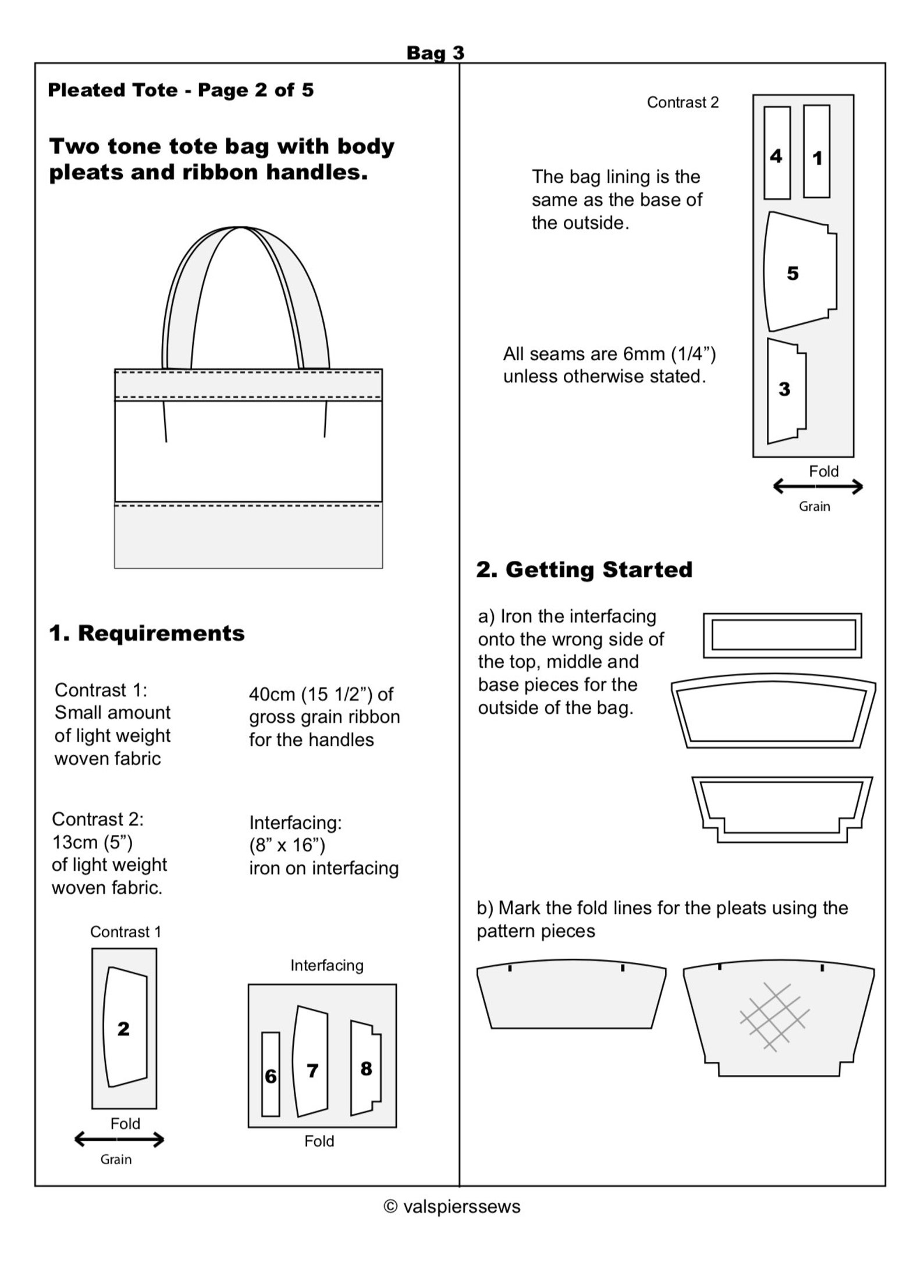 Bag No. 3 Pleated Doll Tote, Pattern by Valspierssews, Fits Popular 18 ...