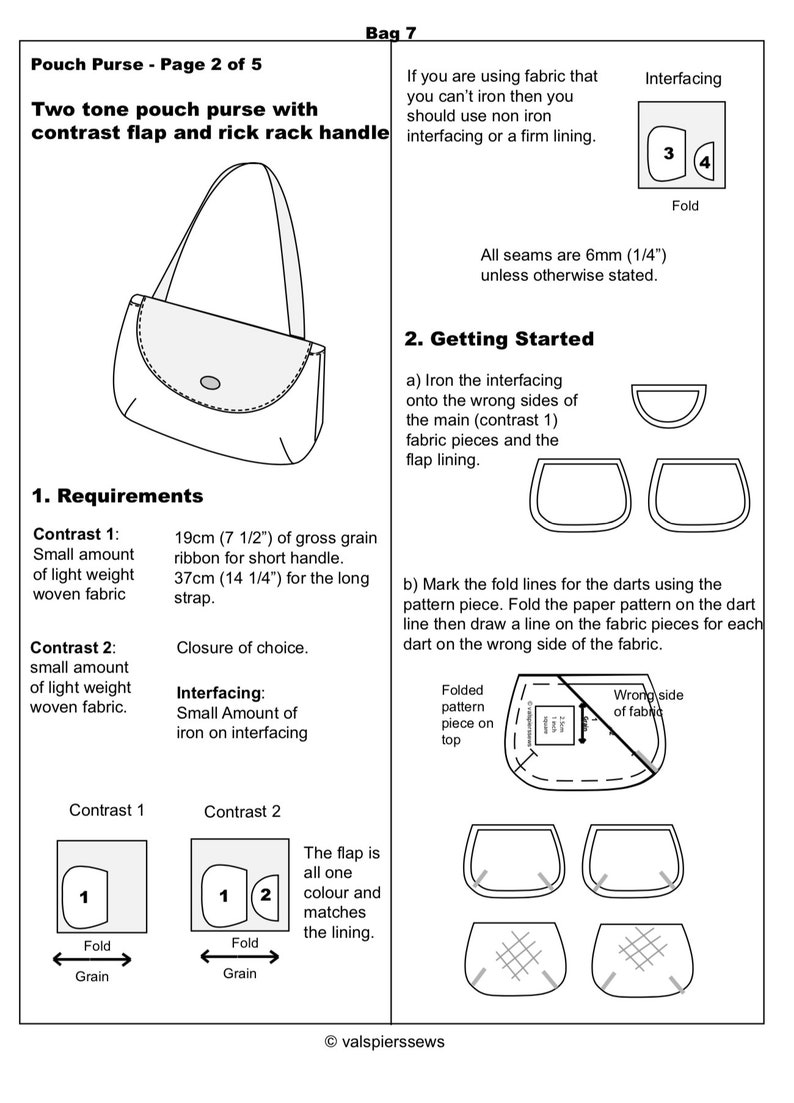 Bag No. 7 Purse with flap Pattern by Valspierssews Fits | Etsy
