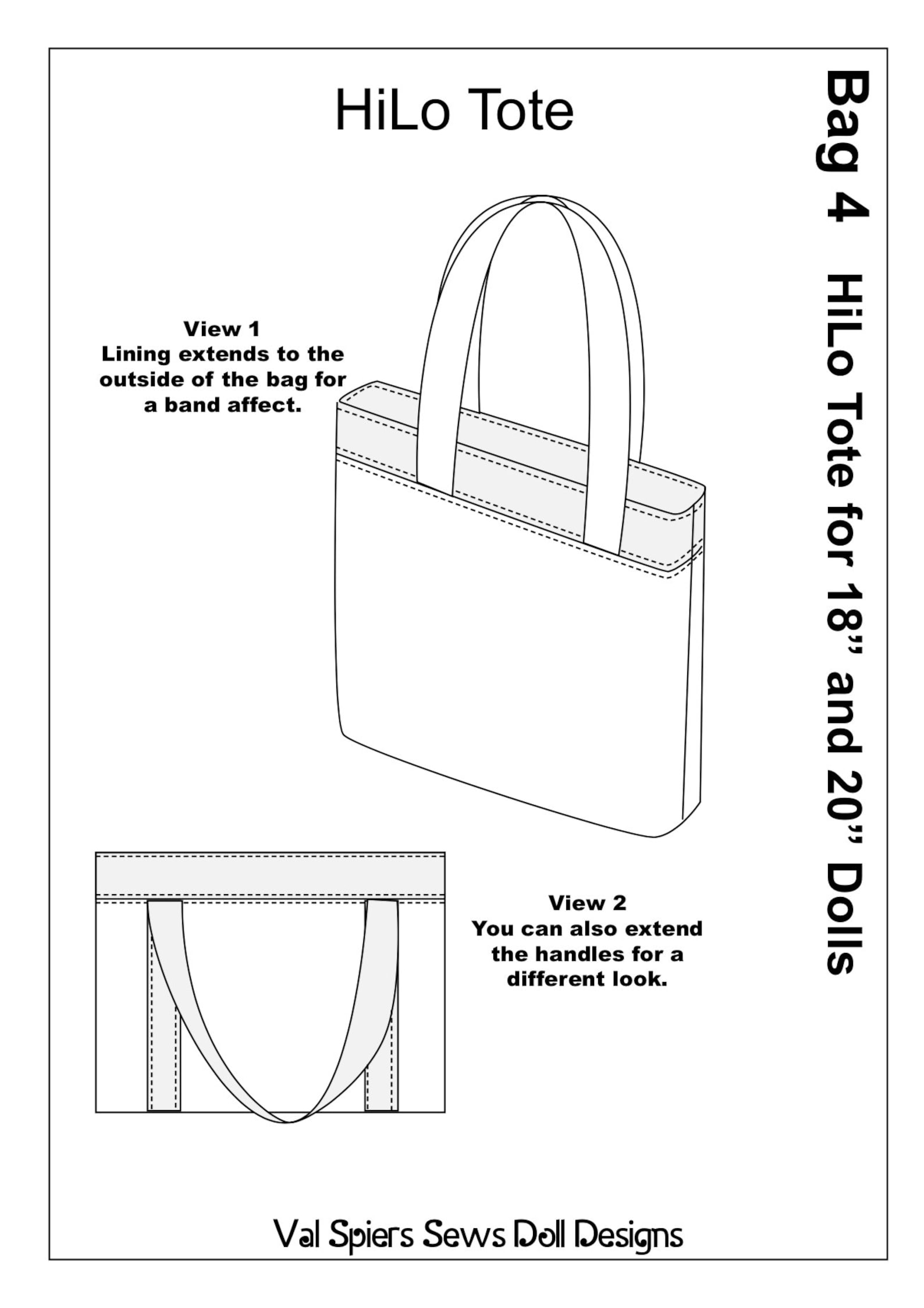 Bag No. 4 Hilo Doll Tote, Pattern by Valspierssews, Fits Popular 18 ...