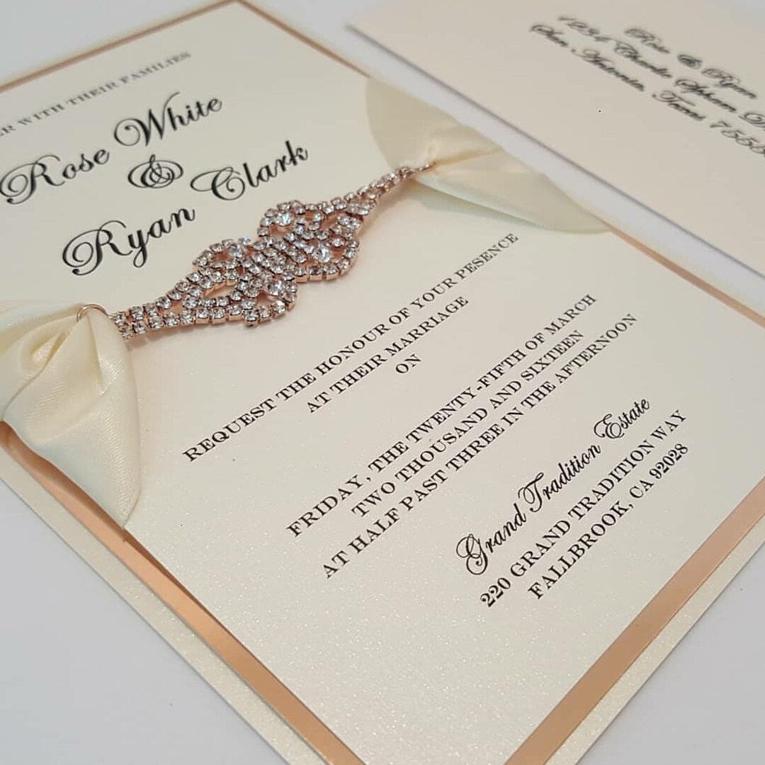 Luxury Ivory and Gold Mirror Wedding Invitation Suite With Statement ...