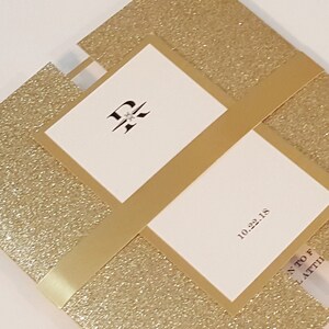 Gold Mirror Wedding Invitation | 24k Look Gated Suite | Elegant ...
