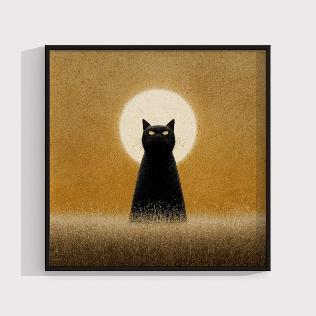 Wild Black Cat Poster, Modern Animal Art, Dreamlike and Symbolic Wall ...