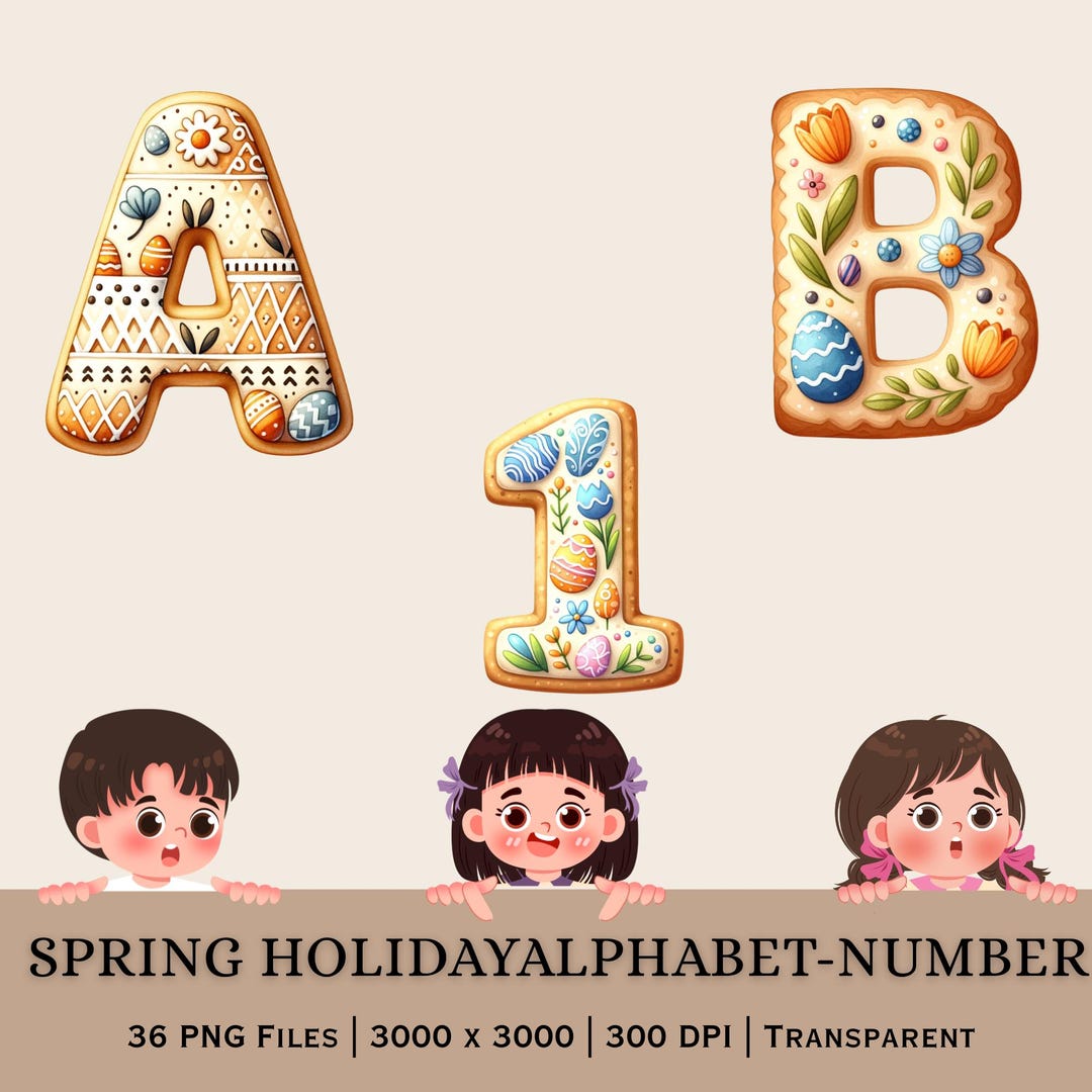 Easter Alphabet PNG Clipart Set | Spring Egg Letters and Numbers ...