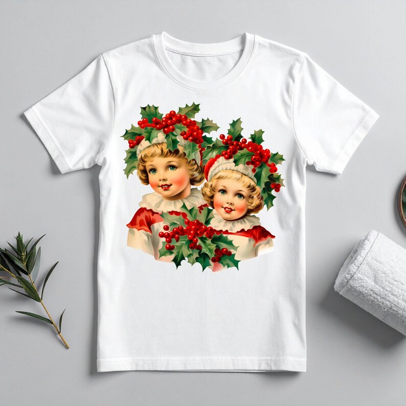 Vintage Christmas Kids Clipart Bundle | Retro Santa, Children Graphics ...