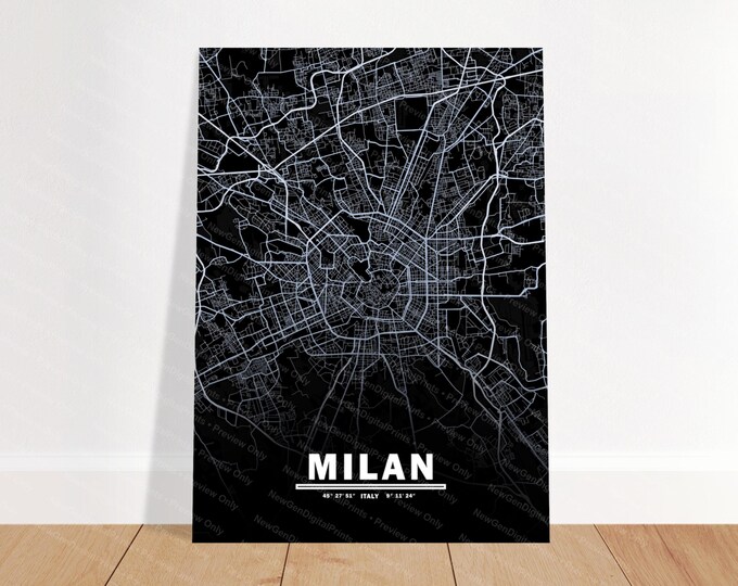 Modern City Map of Milan, Italy: Duomo, Galleria, Castello, Navigli ...
