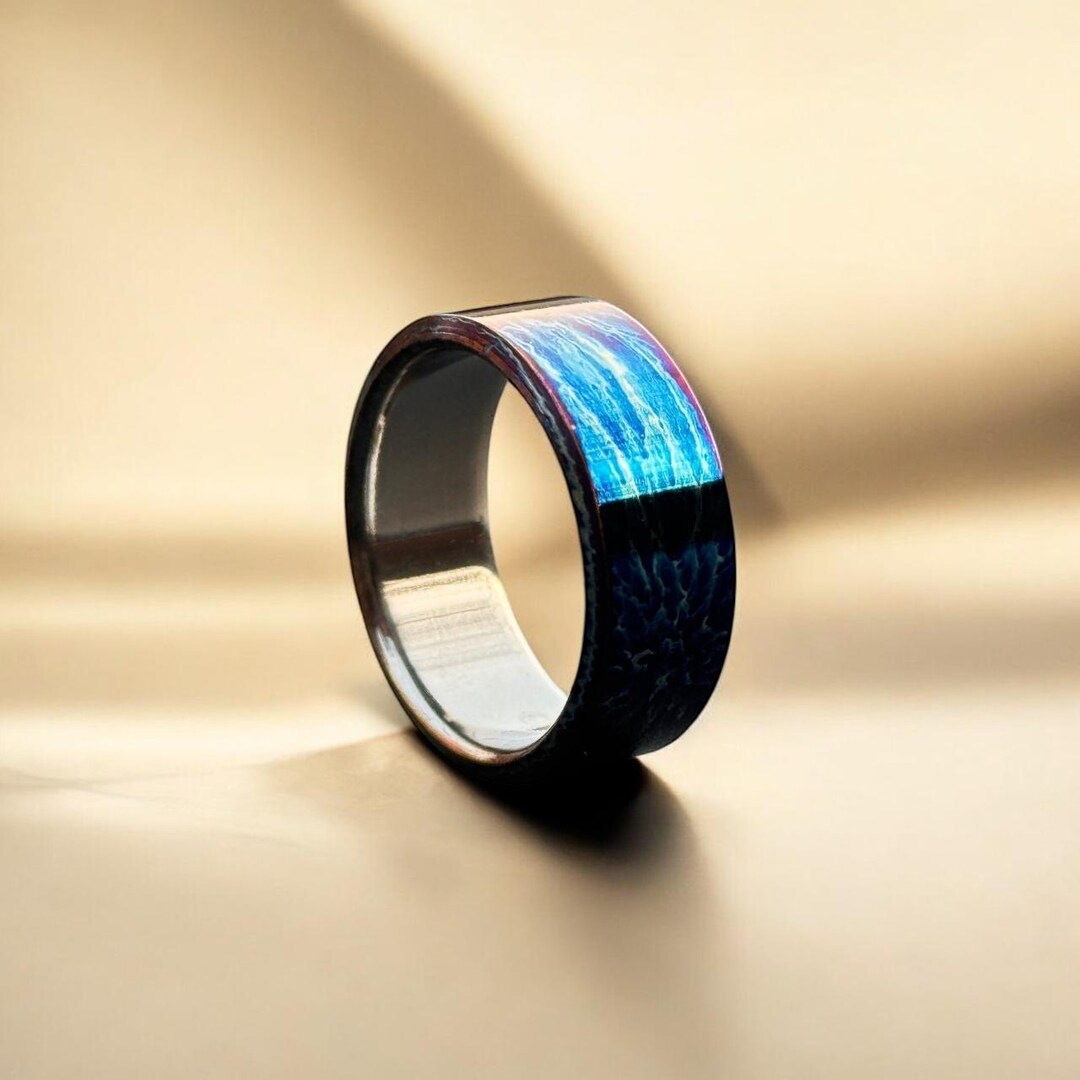 Toxic Titanium Ring Modern Men's Titanium Inlay Wedding Band Comfort ...