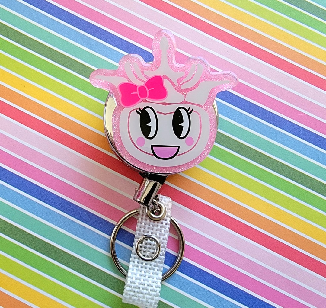 Orthopedic Badge Reel. Neon Pink Bow Neuro Spine Vertebral Body Tech ...