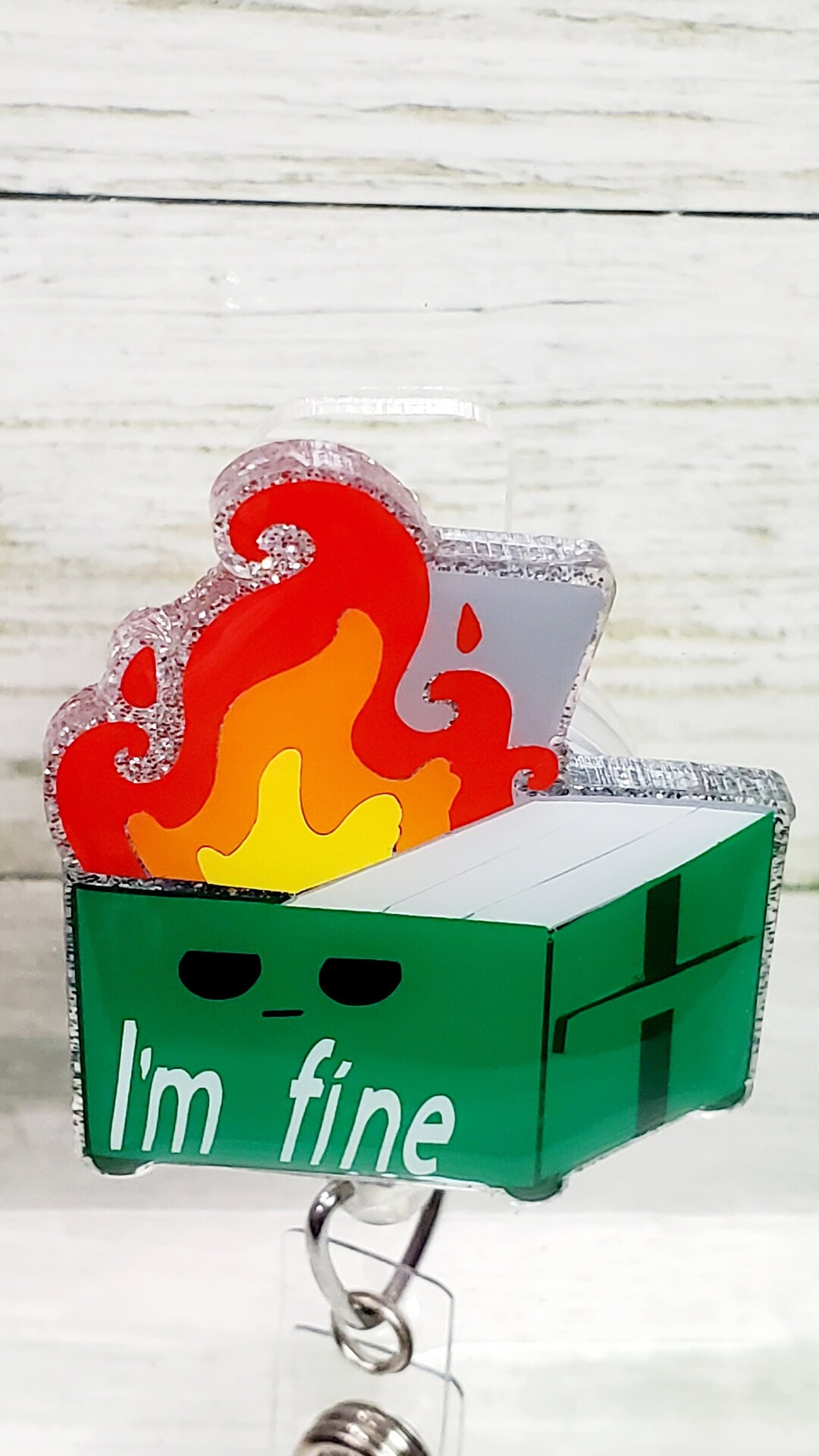 Dumpster Fire I'm FINE Glitter BADGE Reel - Etsy