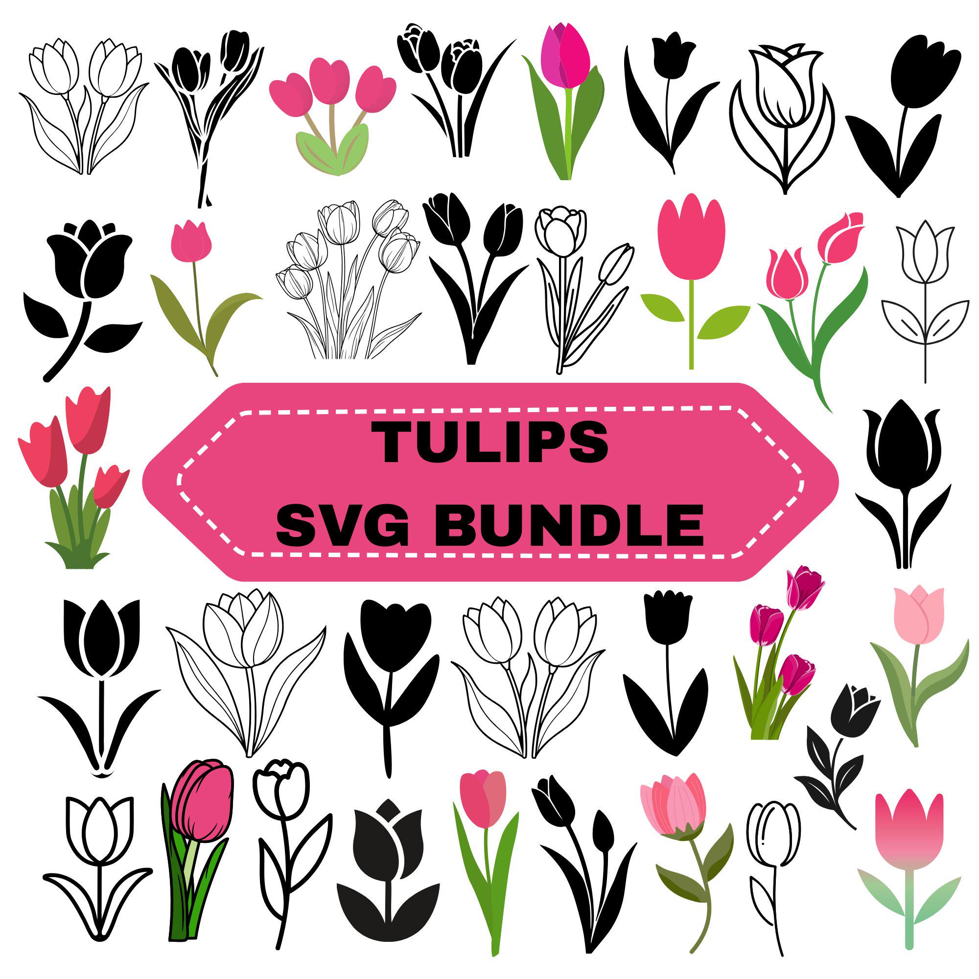 Tulip SVG Bundle:spring Flower,floral Clipart,digital Files(instant ...