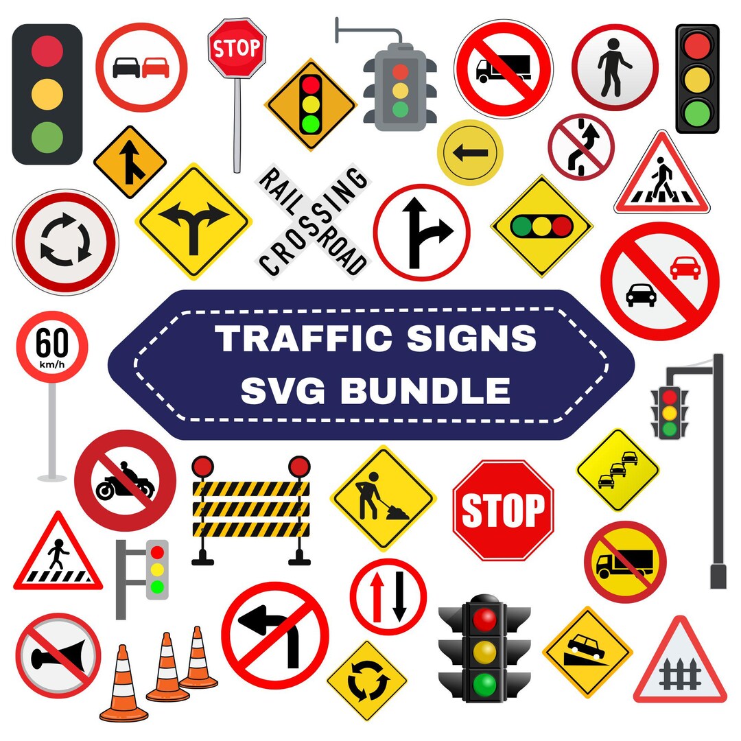 Traffic Signs SVG Bundle: road Symbols for Cricut,street Sign (digital ...