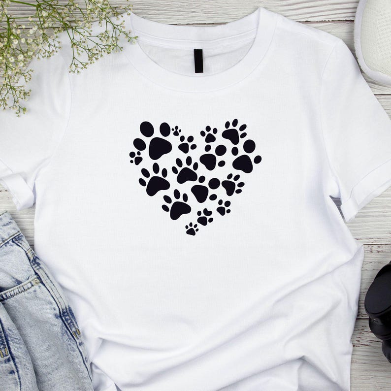 Heart Paw Svg Bundle, paw Print Clipart Silhouette,dog Cat Paw Vector ...