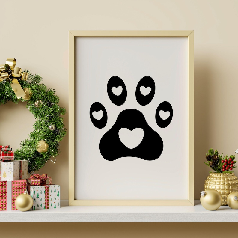 Heart Paw Svg Bundle, paw Print Clipart Silhouette,dog Cat Paw Vector ...