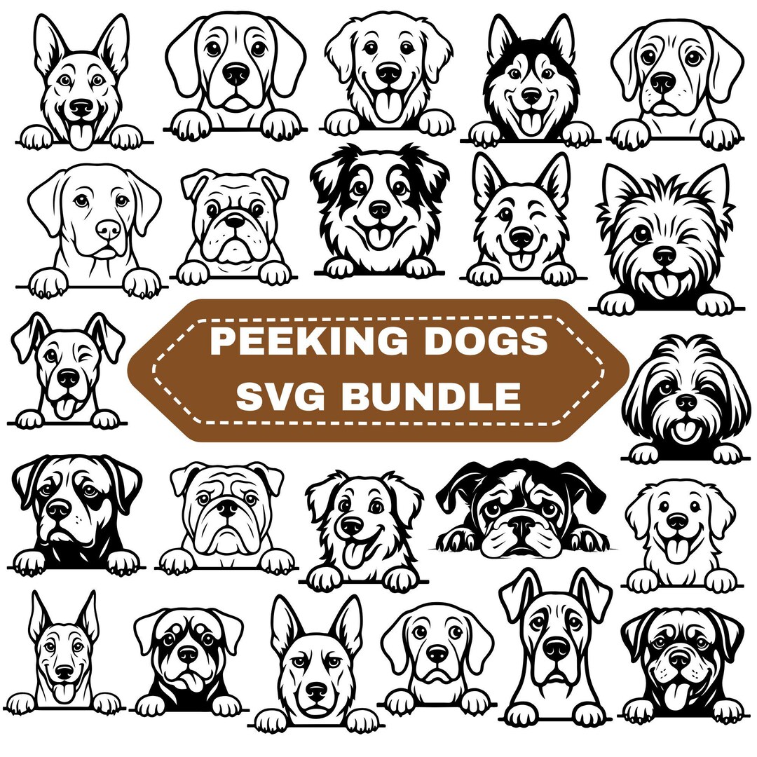 Peeking Dogs SVG Bundle:dogs Head, dog Clipart for Cricut,digital Files ...