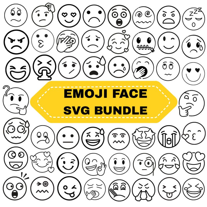 Emoji Face SVG Bundle: Clipart Cut Files for Cricut (instant Download ...