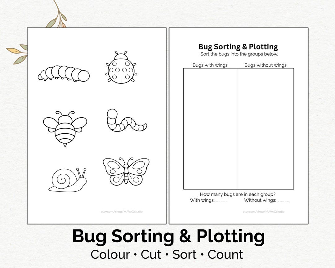 Bug Sorting & Plotting Activity | Colour, Cut, Sort, Count | Early ...