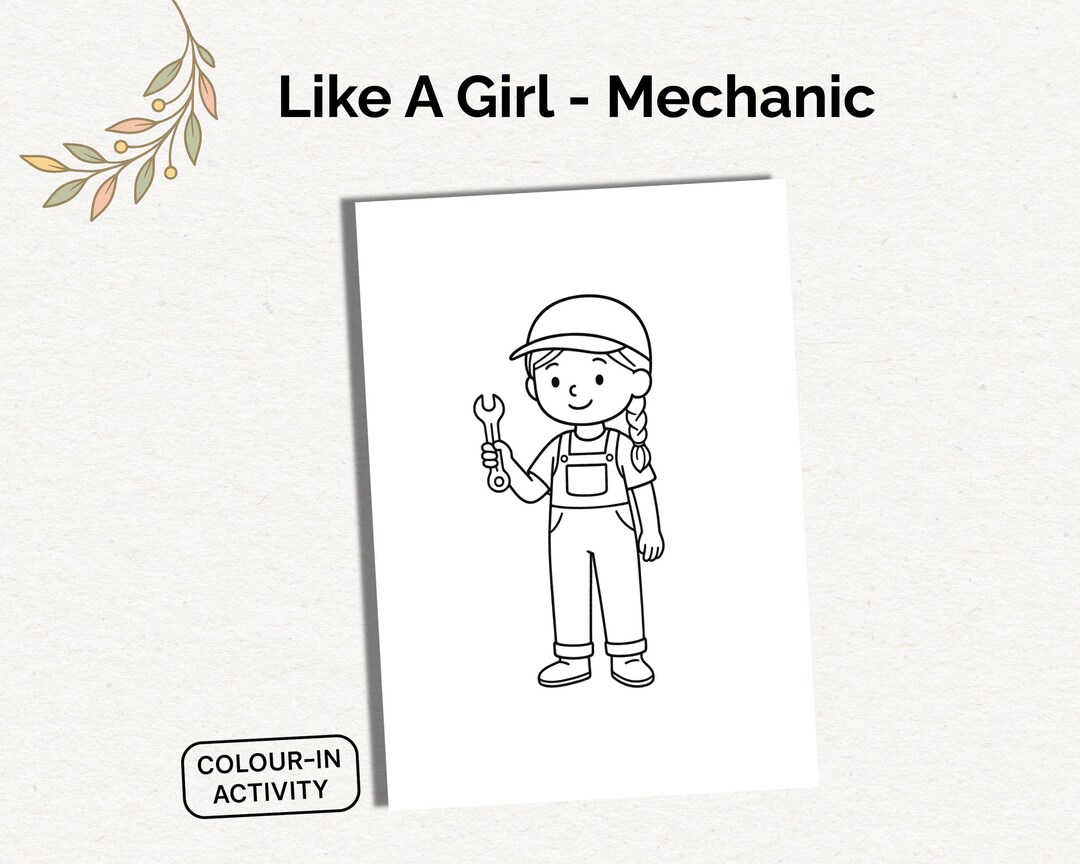 Mechanic Girl Coloring Page – STEM Career Printable (A4/US Letter) - Etsy