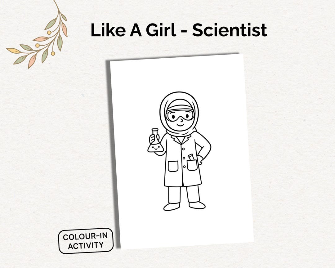 Empowering Girls – Scientist Colouring Page | A4 & US Letter Printable ...